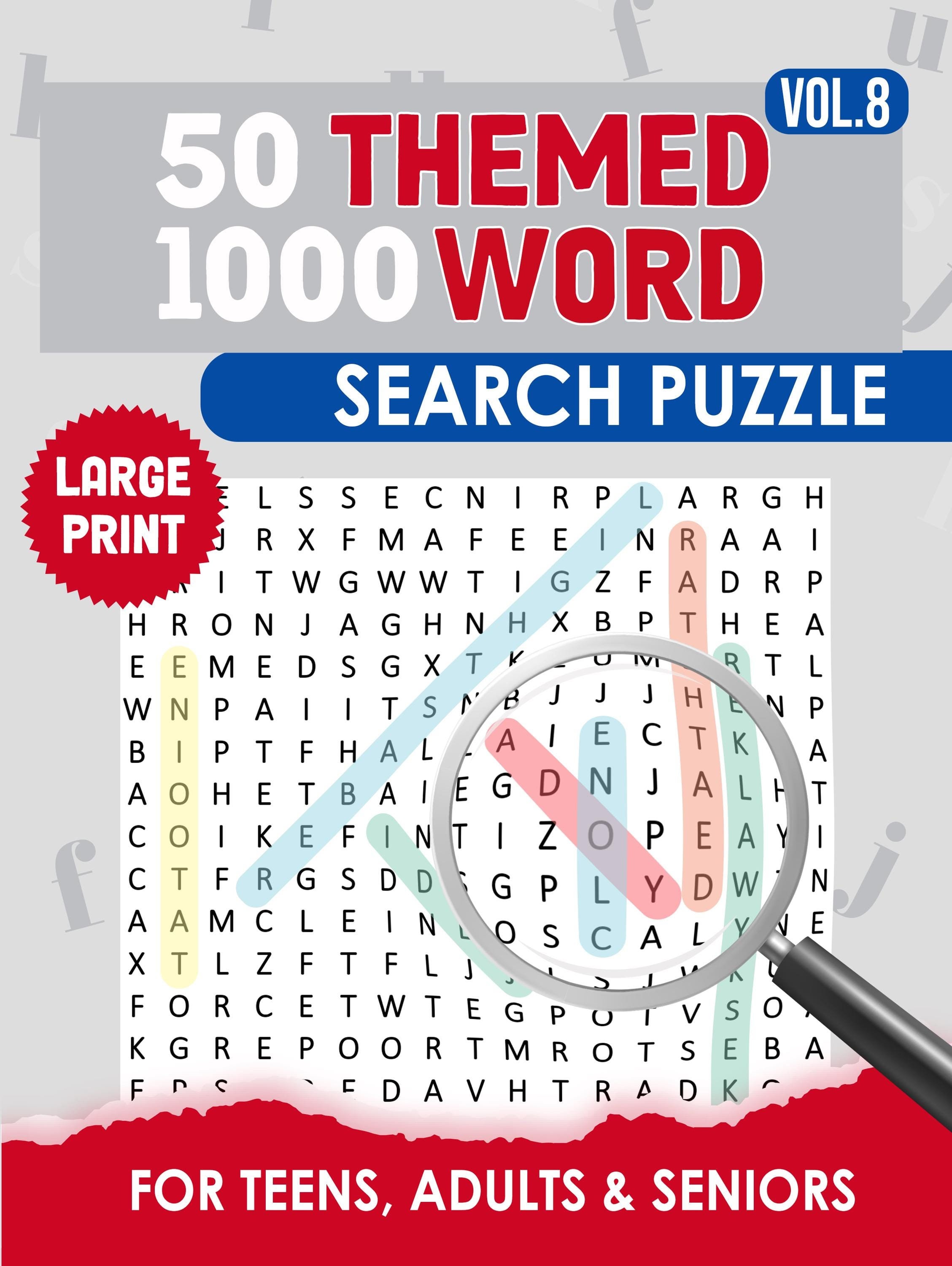 1000 Word Search Puzzles With Solutions | Printable Word Game Bundle ...