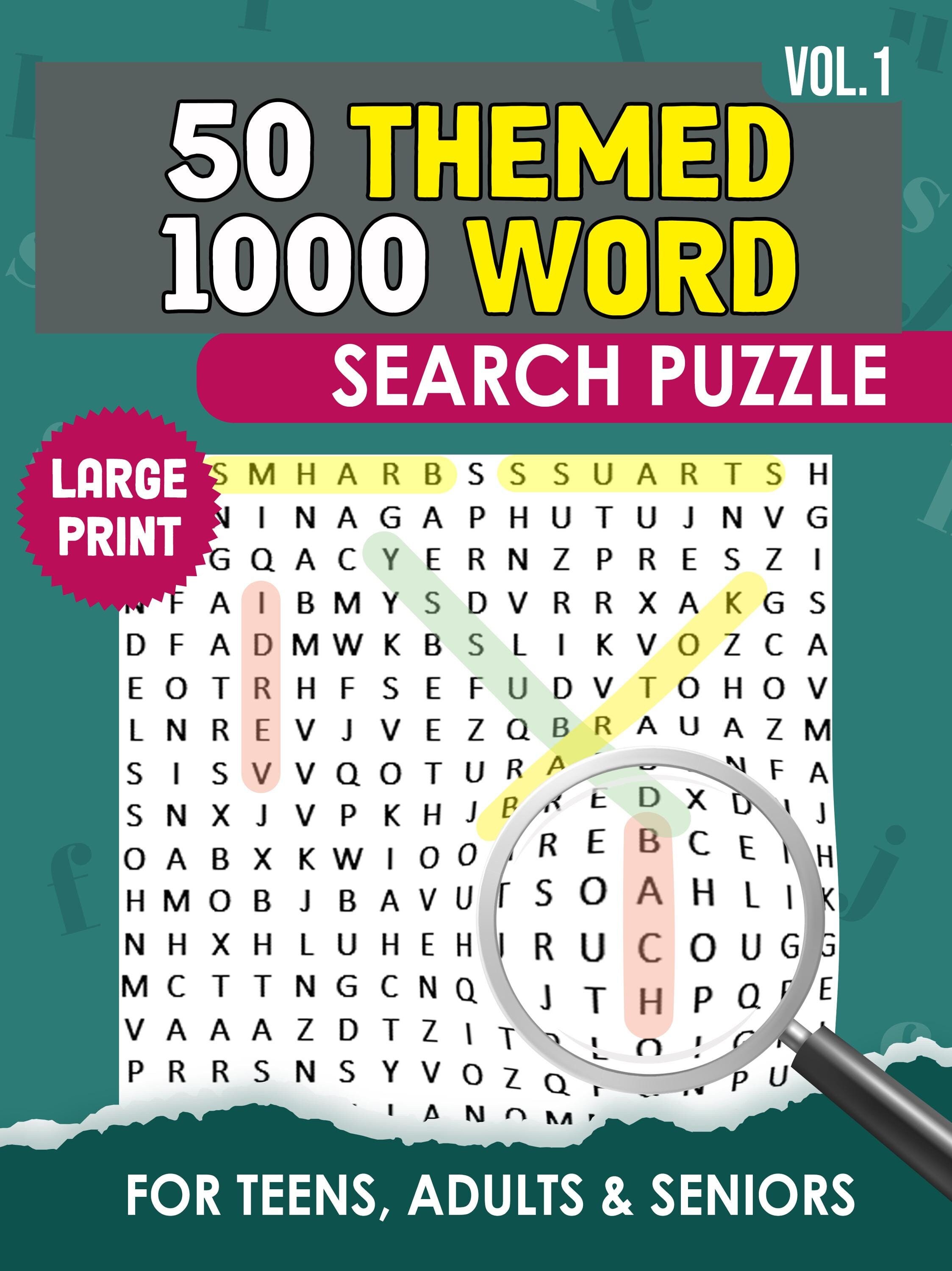Themed Word Search Puzzle Book: Large Print Brain Game (digital ...