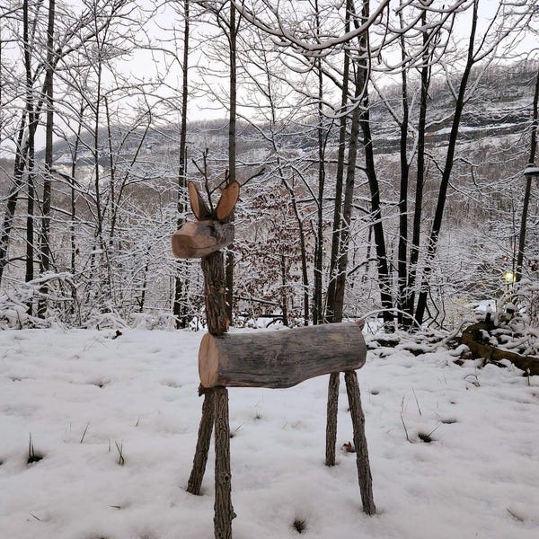 Log Reindeer - Etsy
