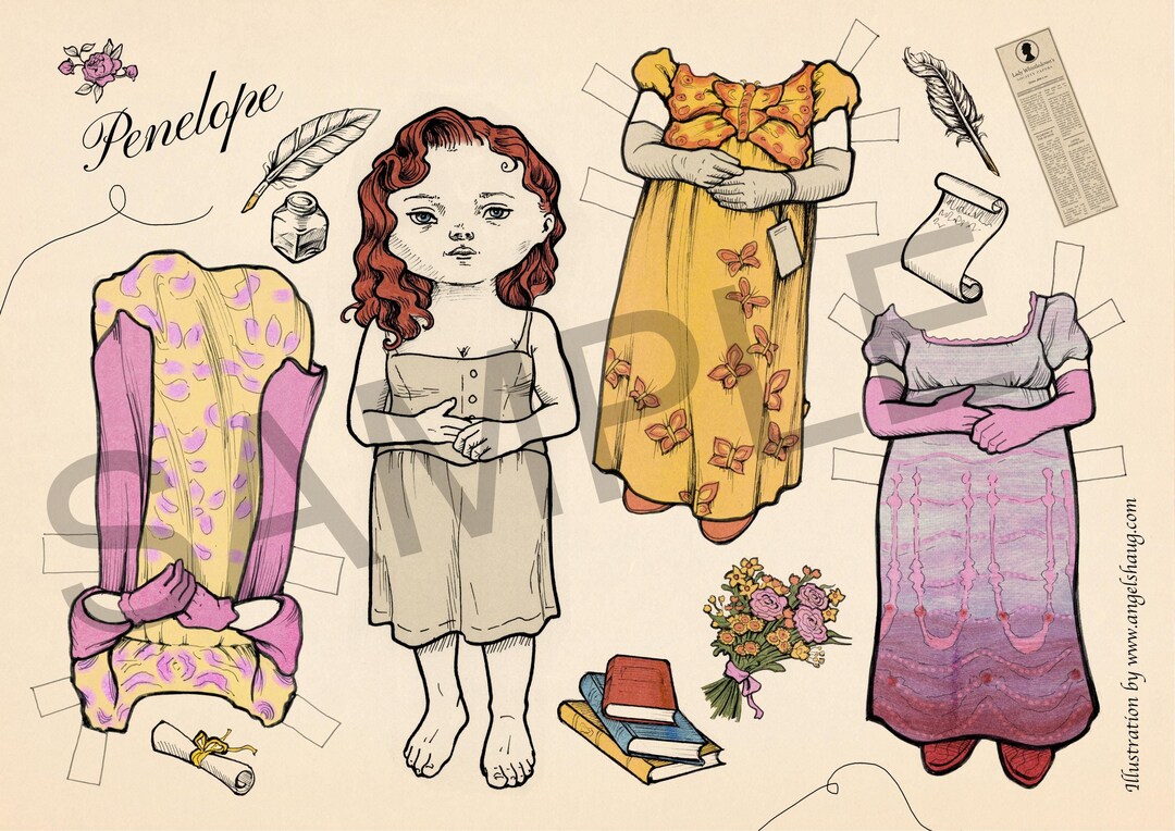 Penelope Paper Doll Printable: Bridgerton Coloring Craft (digital ...