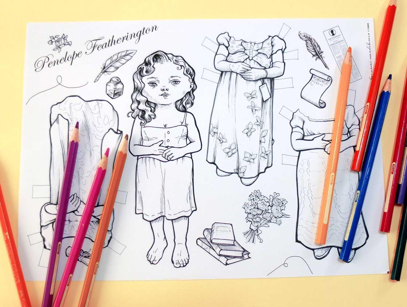 Penelope Paper Doll Printable: Bridgerton Coloring Craft (digital ...