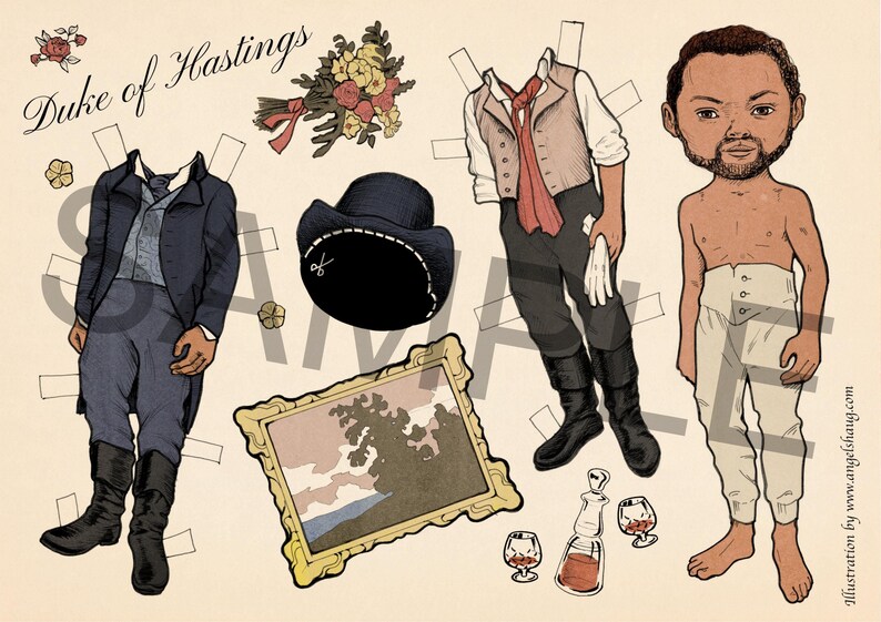 Paper Doll Printable the Duke Bridgerton-inspired Craft Kit Colouring ...
