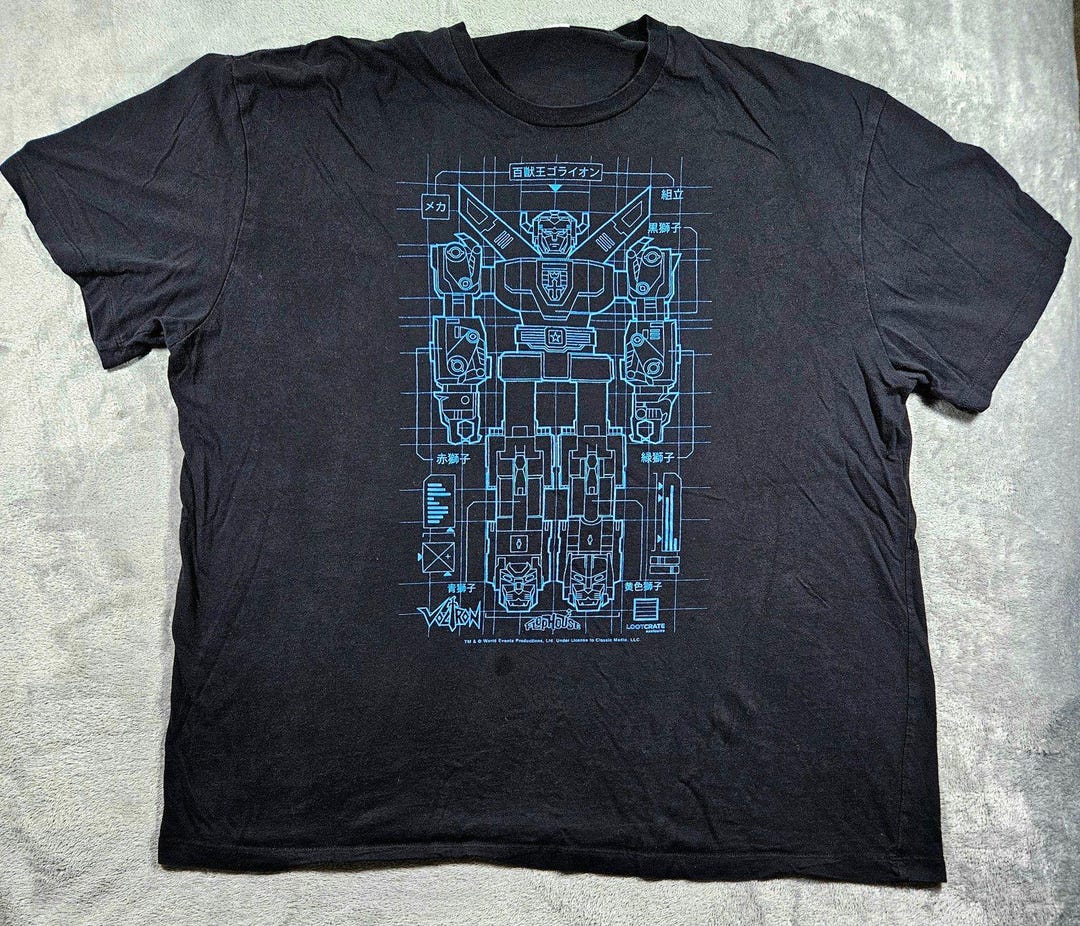Mens Voltron Schematic Blueprint T Shirt Loot Crate Exclusive Black ...