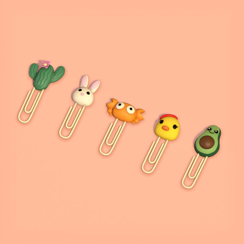 Cute Paper Clip - Set of 5 Fun and Functional 3D Printable Clips - Etsy