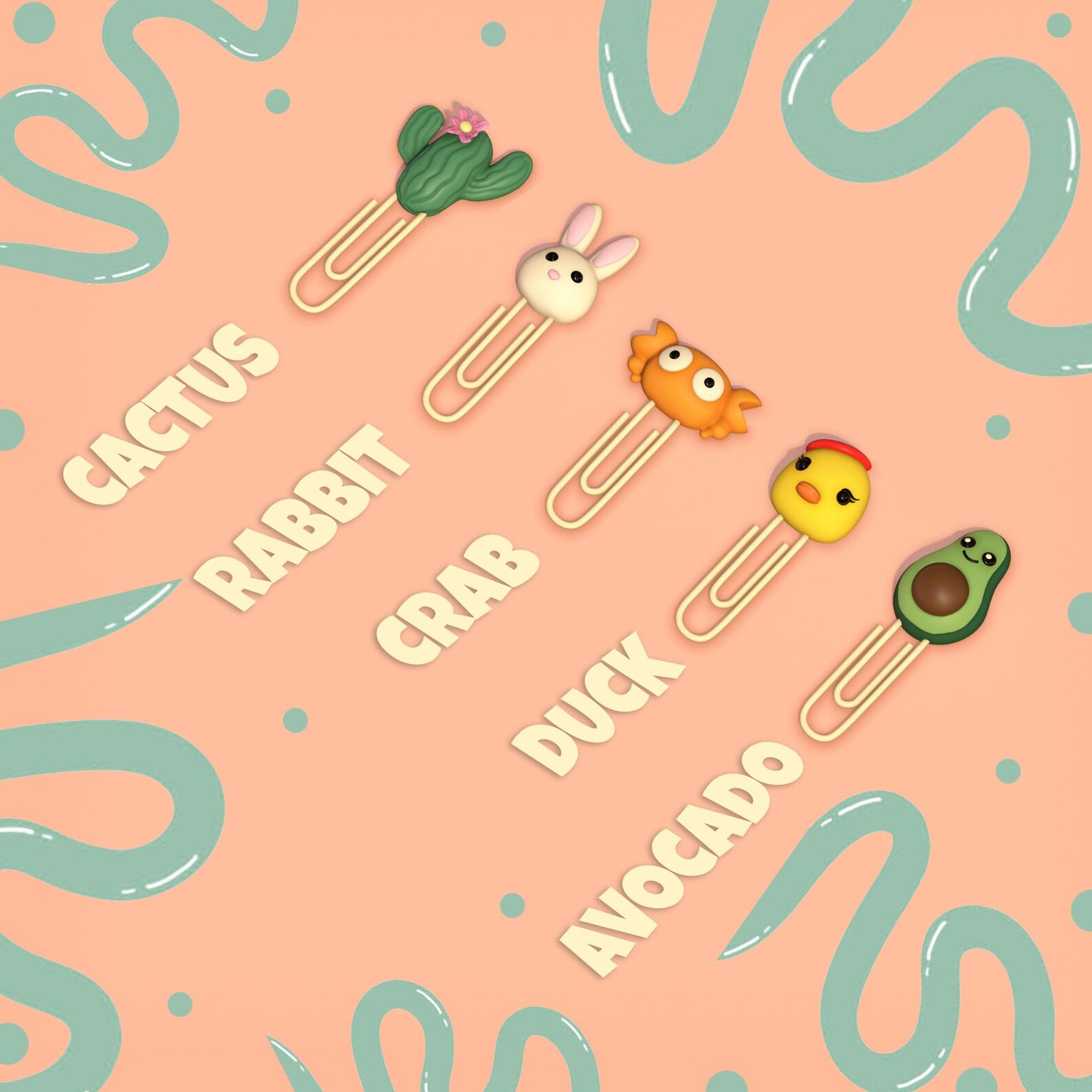 Cute Paper Clip - Set of 5 Fun and Functional 3D Printable Clips - Etsy