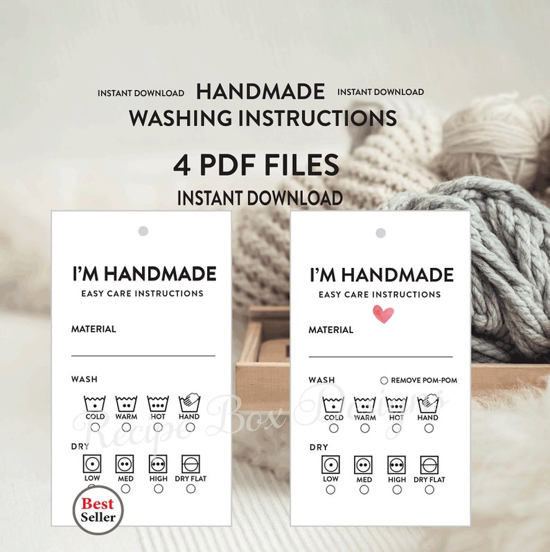 Care Label Tags for Handmade Knits, Crochet, Care Labels for Crochet ...