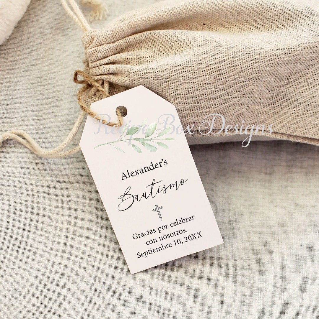 Printed Spanish Favor Tags Bautismo Baptism Favor Tag, First Communion ...