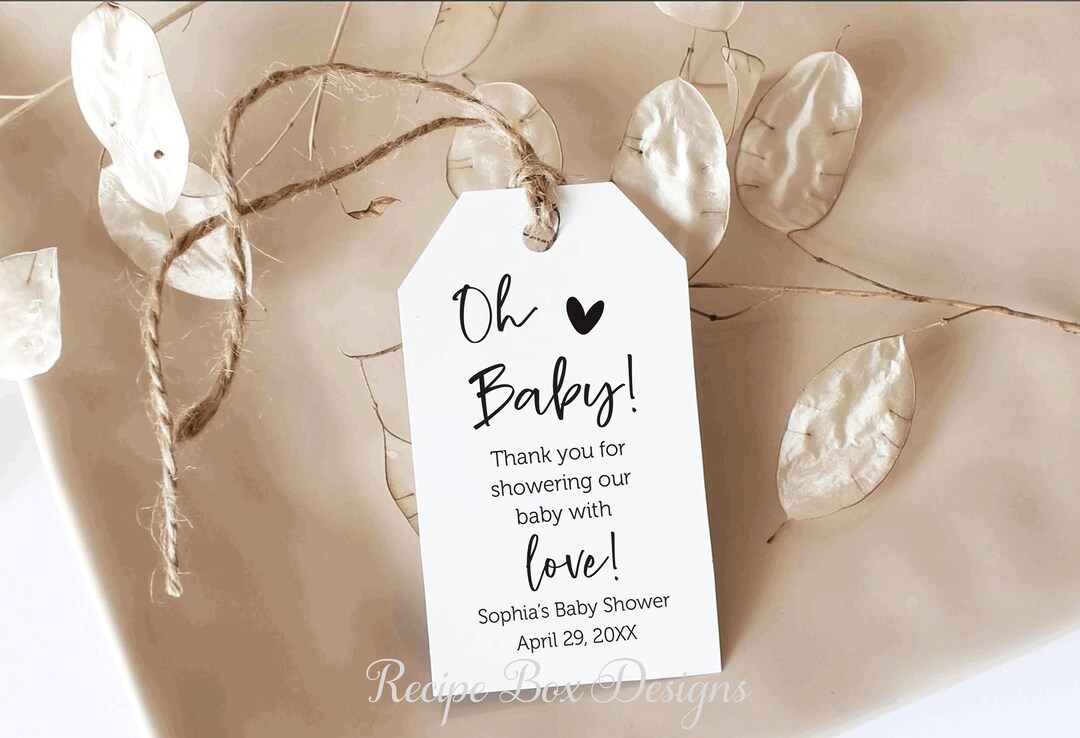 Oh Baby Shower Favor Tags, Oh Baby Favor Tag, Minimalist Baby Shower ...