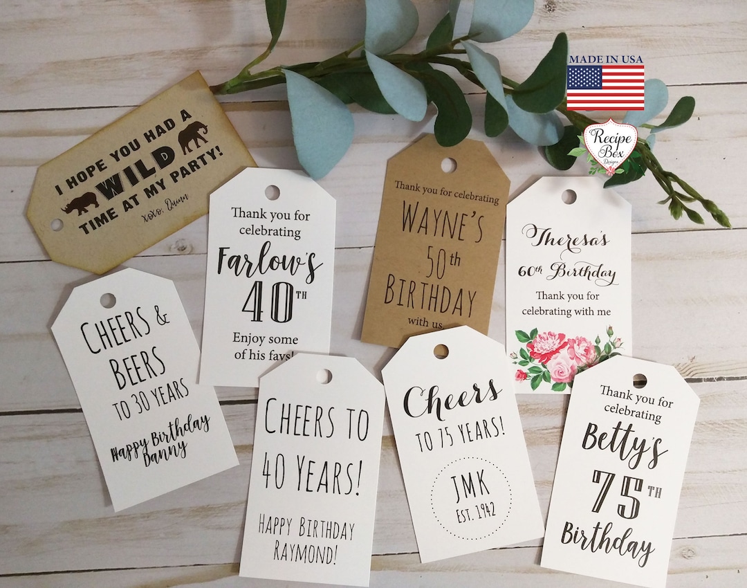 Custom Favor Tags for Birthdays, Custom Tags, Bag Tag, Favor Tag, Tags ...