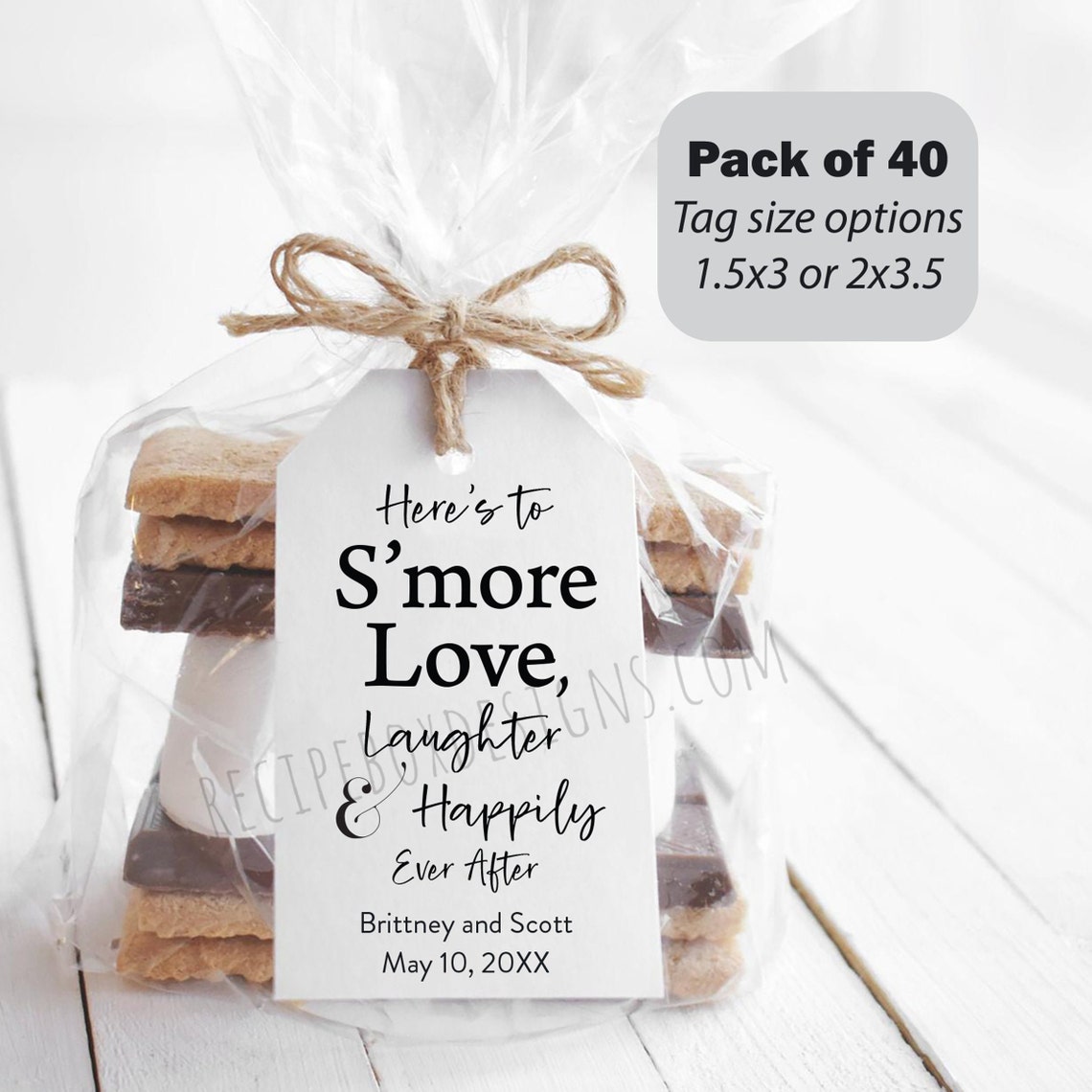 Personalized Smore Favor Tags: DIY Kit, Bags & Twine (pack of 40) - Etsy