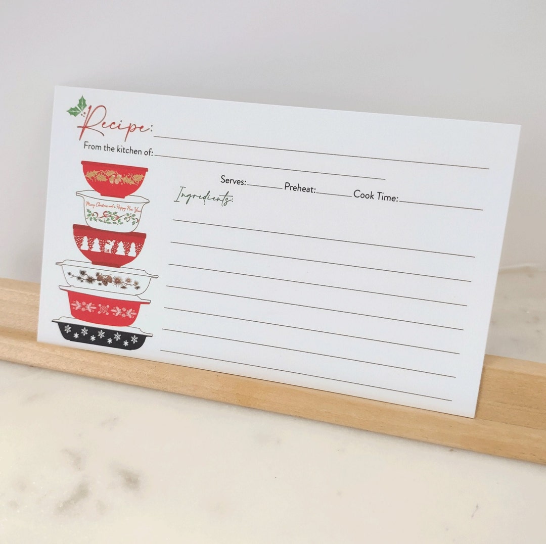Printed Recipe Cards Pyrex Inspired Christmas Recipe Cards 3x5 or 4x6 ...