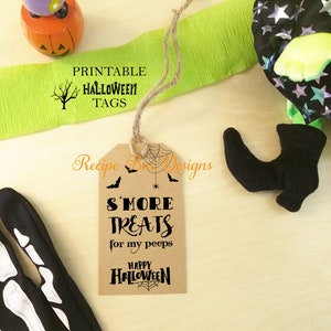 Printable Halloween Bag Tags, S'mores Halloween Treat Bag Tags, S'more ...
