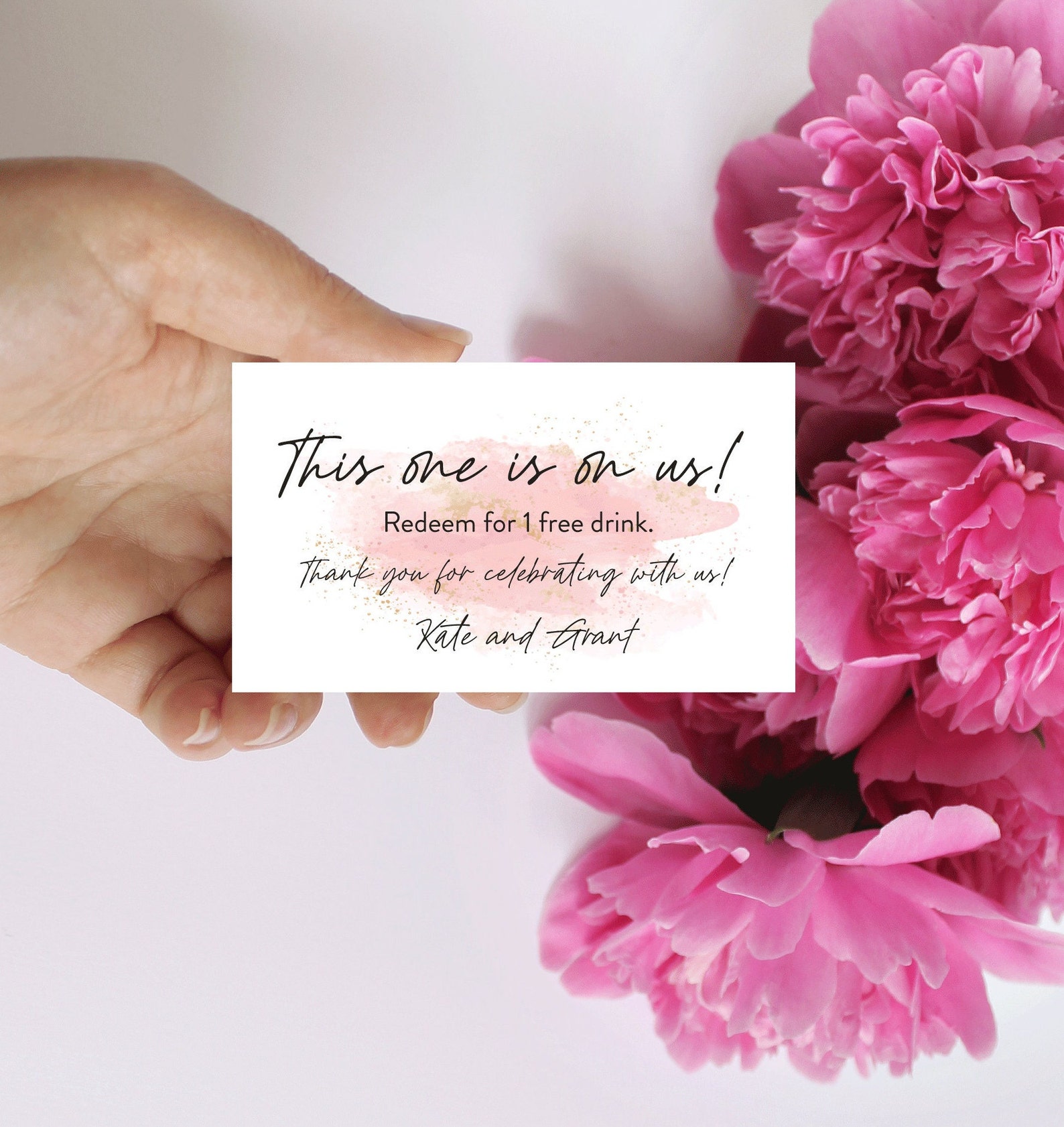Drink Voucher Card, Printed Wedding Drink Ticket, Complimentary Drinks ...