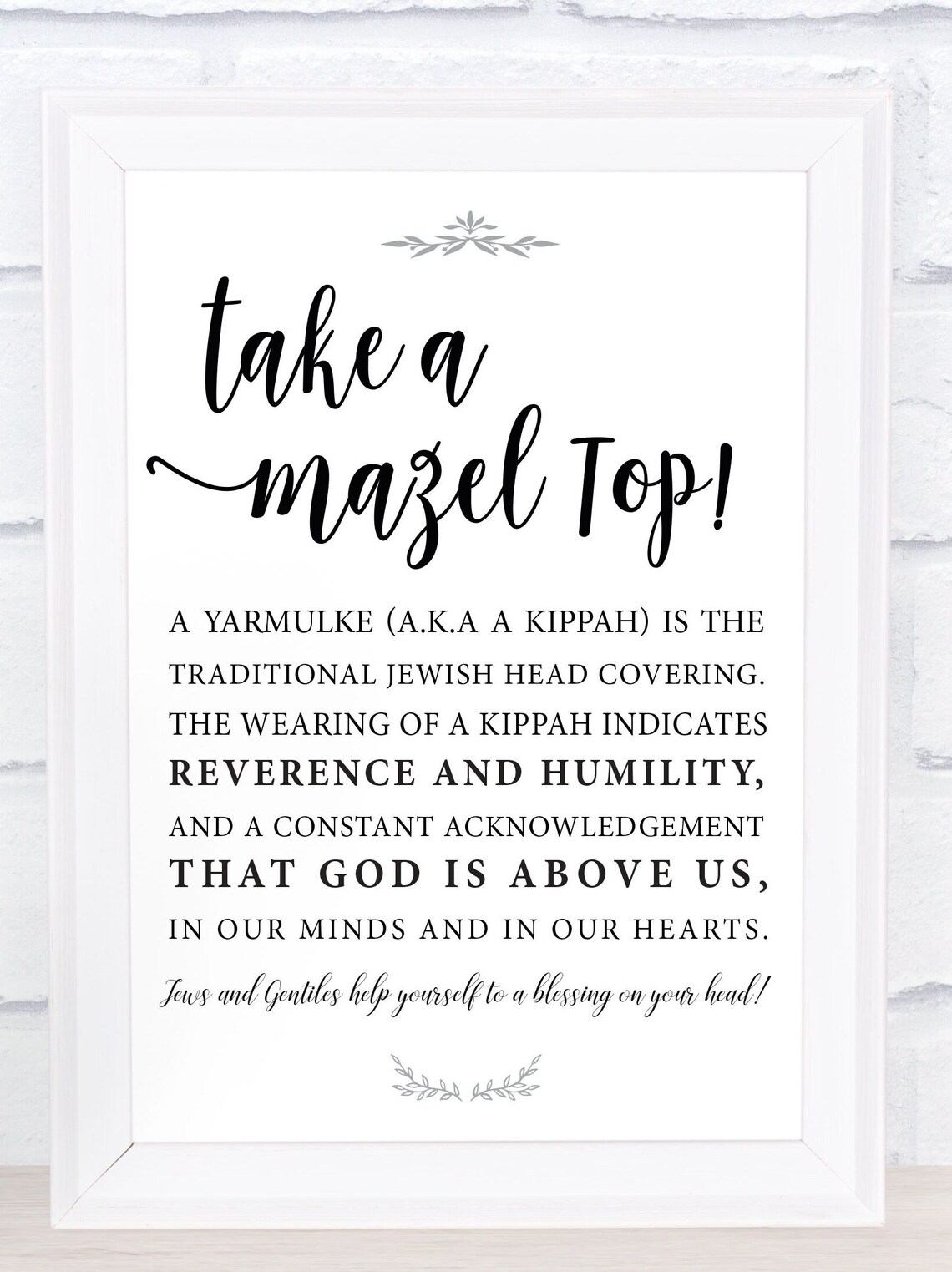 Mazel Top, Mazel Tov, Jewish Wedding Sign, Mazel Top Sign, Kippah ...