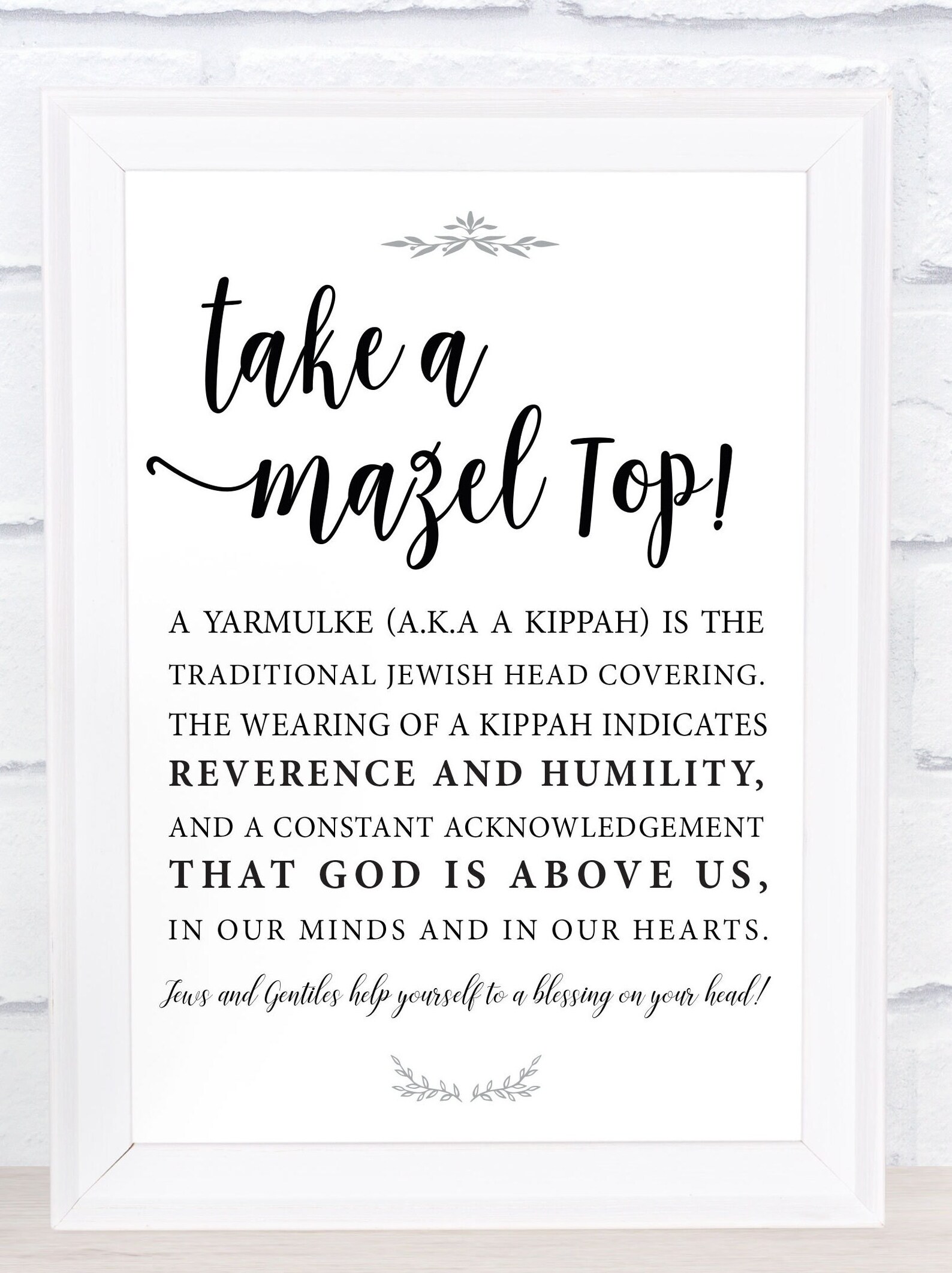 Mazel Top, Mazel Tov, Jewish Wedding Sign, Mazel Top Sign, Kippah ...