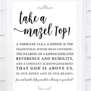 Mazel Top, Mazel Tov, Jewish Wedding Sign, Mazel Top Sign, Kippah ...