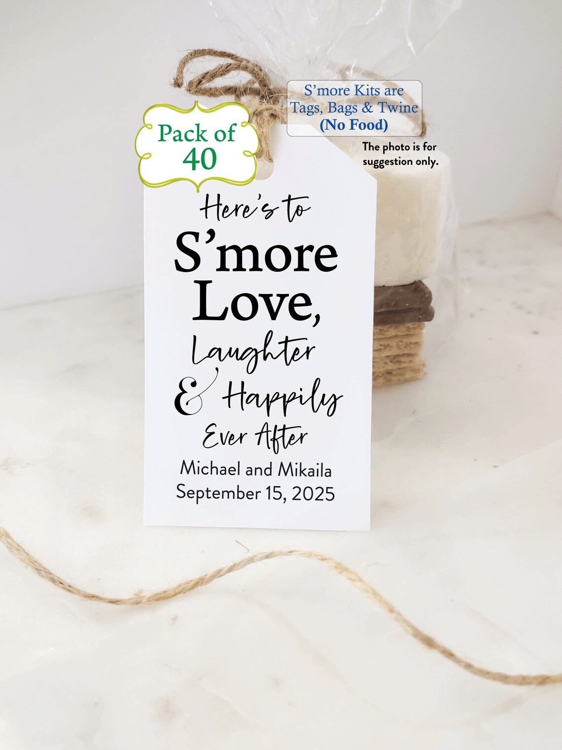 Personalized Smore Favor Tags: DIY Kit, Bags & Twine (pack of 40) - Etsy