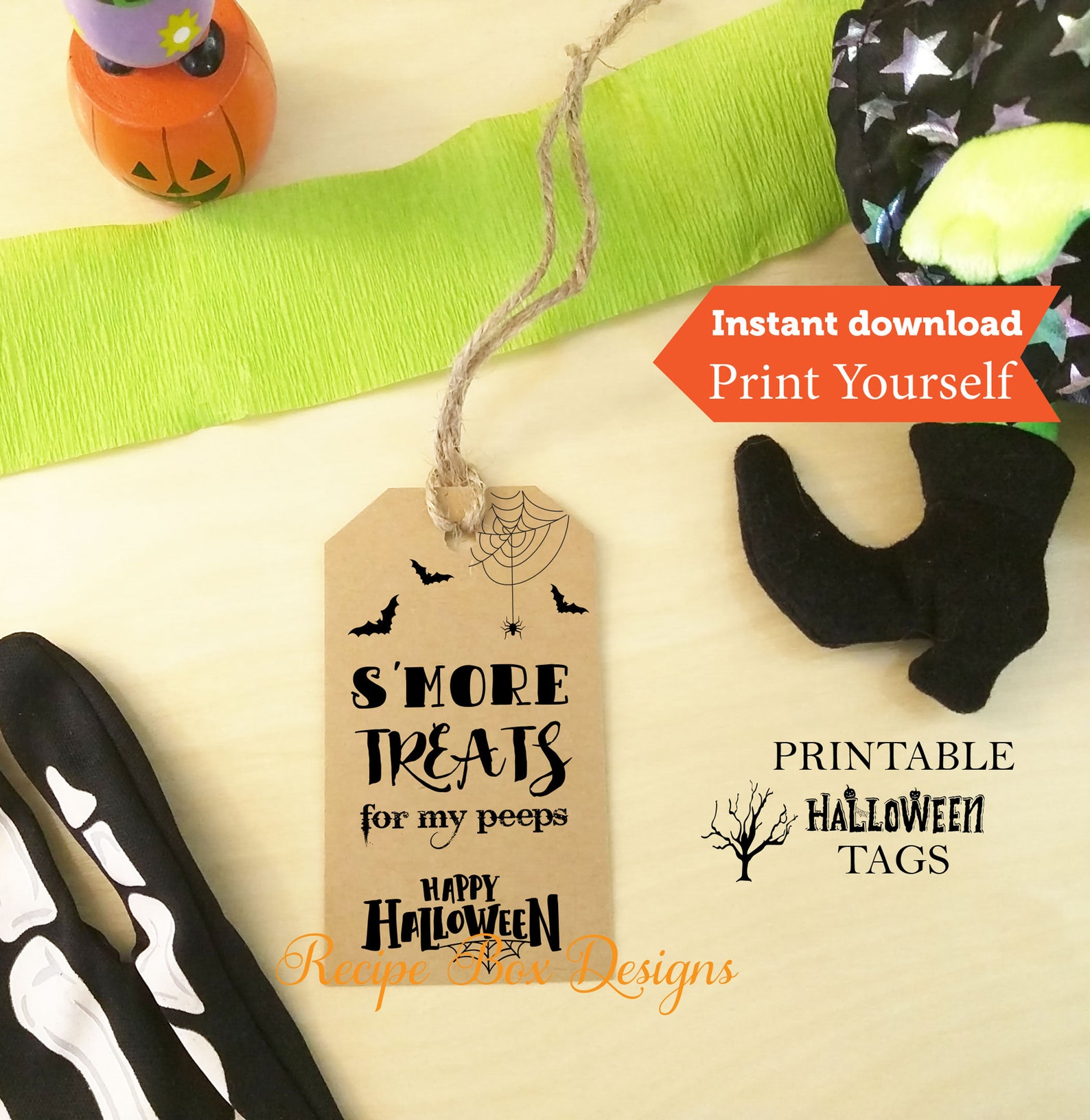 Printable Halloween Bag Tags S'mores Halloween Treat Bag - Etsy