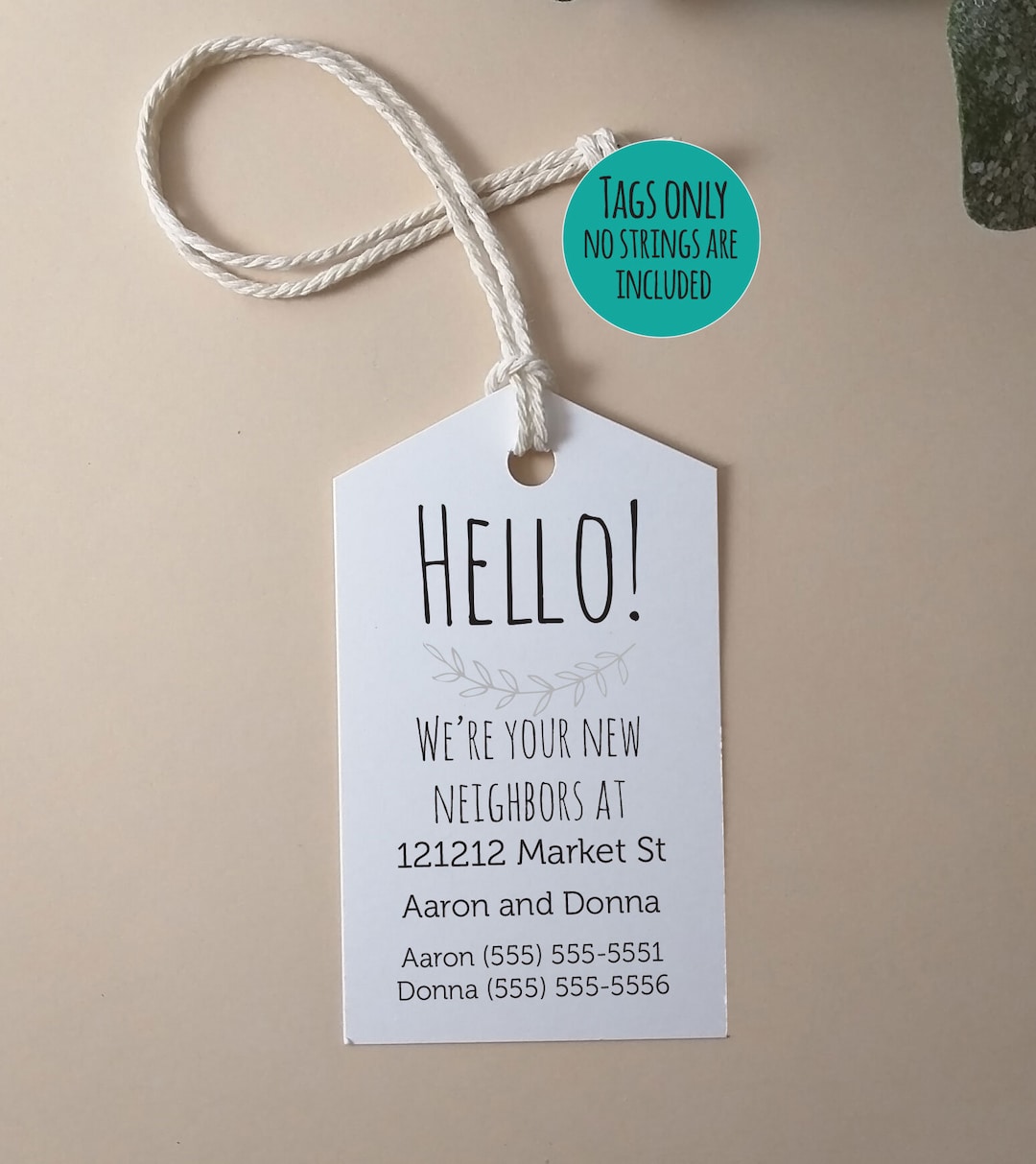 Hello New Neighbor Tag, New Neighbor Gift Tags, Welcome to the Neighood ...