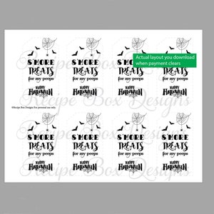 Printable Halloween Bag Tags, S'mores Halloween Treat Bag Tags, S'more ...