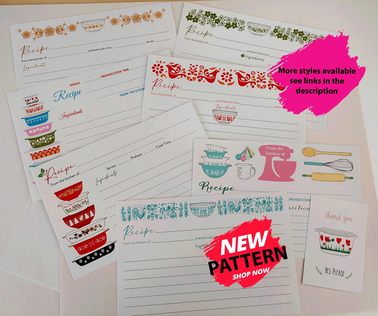 Butterfly Gold Pyrex Inspired Recipe Cards, Recipe Cards, From the ...