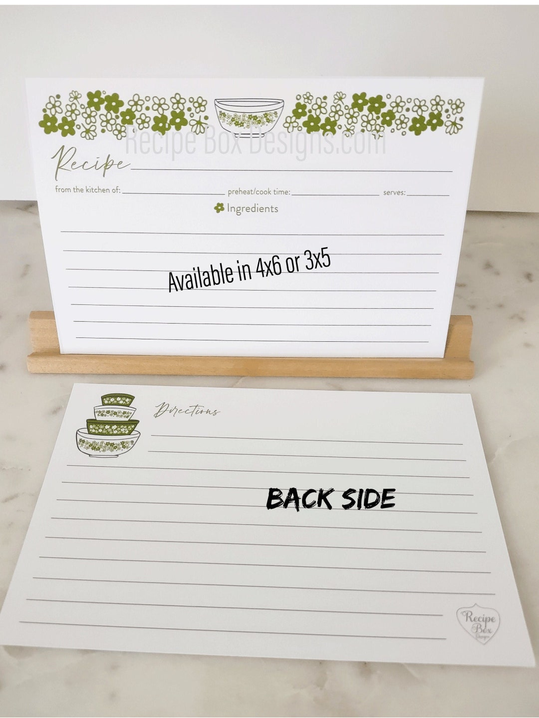 Spring Blossom Crazy Daisy Pyrex Inspired Recipe Cards, Recipe Cards ...