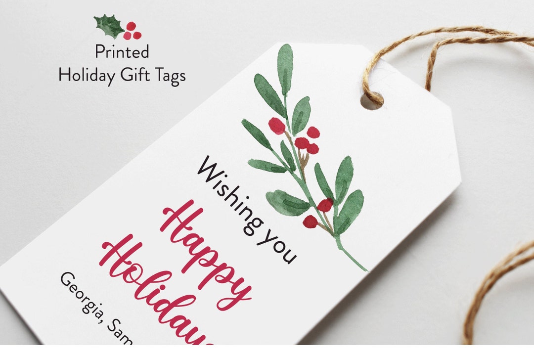 Happy Holidays Gift Tags, Wishing You Happy Holiday Gift Tag, Merry ...