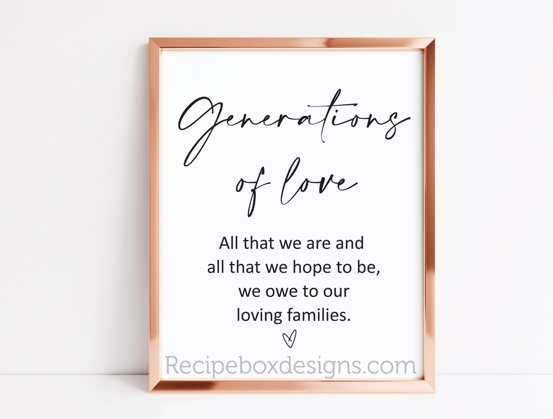Generations of Love Wedding Sign, Printable Signs, Instatnt Download ...