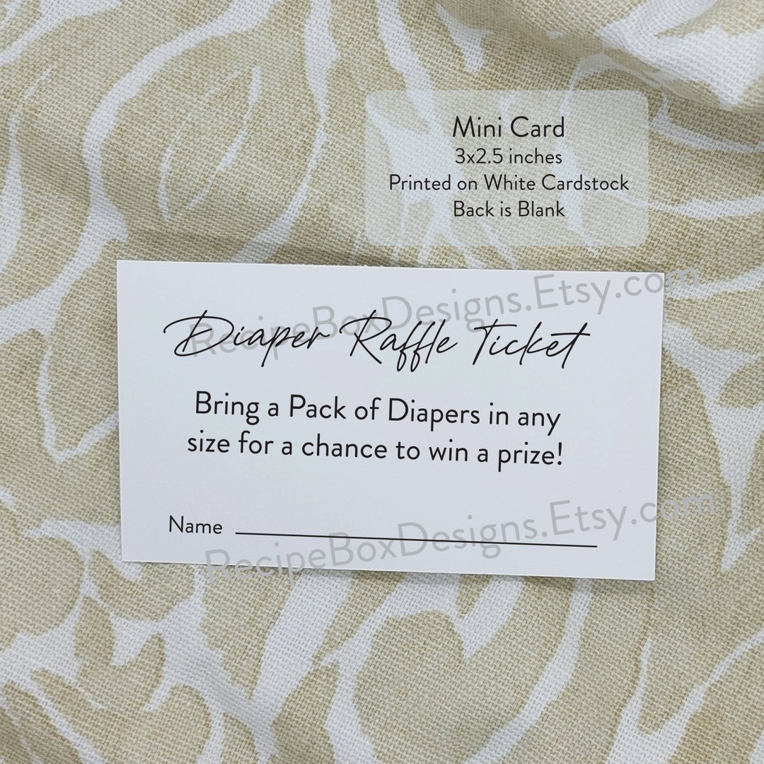 Diaper Raffle Ticket, Baby Shower Games Diaper Raffle Ticket, Printed ...