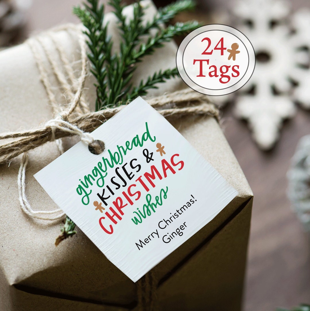Christmas Gift Tags, Gingerbread Kisses Gift Tags for Packages ...