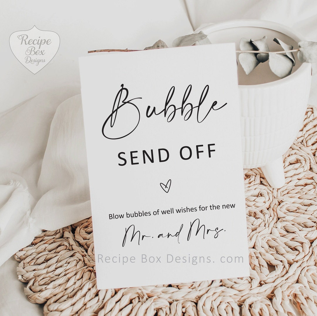 Bubble Send Off, Printable Wedding Send off Sign, Modern Wedding Sign ...