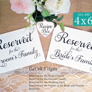 Printable Wedding Signs 4x6 Reserved Sign Wedding Printable - Etsy