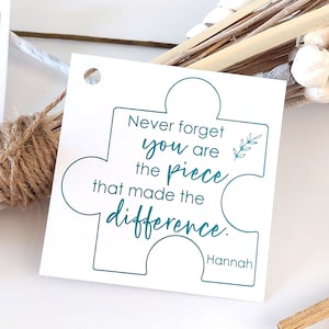 Puzzle Piece Favor Tags, Puzzle Tags for Puzzle Gifts, Teacher Gift Tag ...