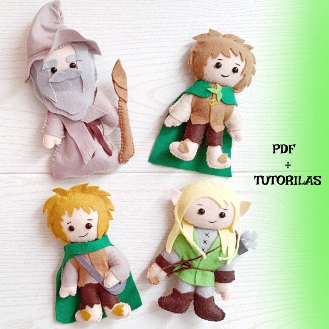 Fantasy Adventure Felt Doll PDF Patterns DIY Wizard, Elf & Dwarf Toys ...