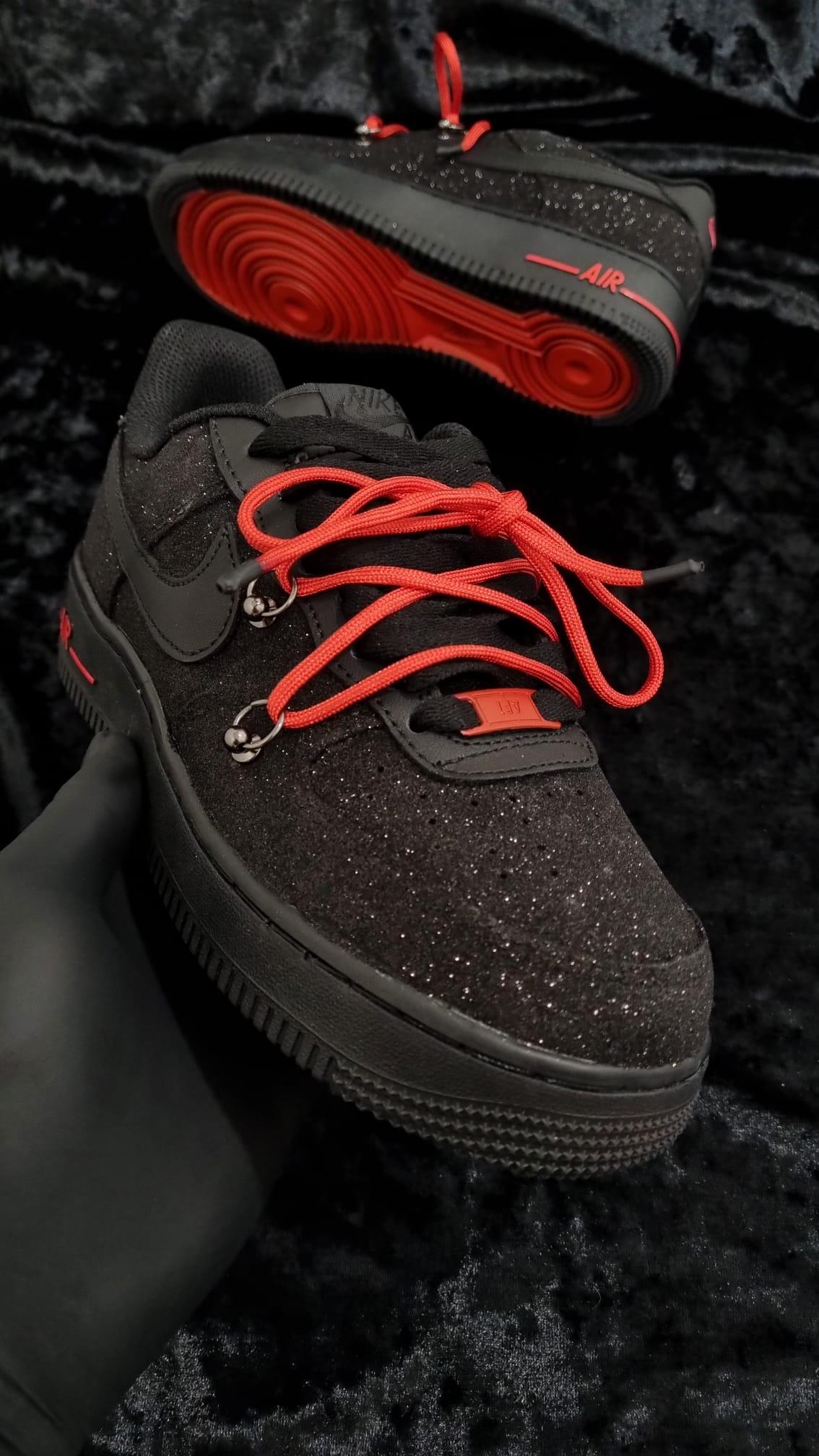 Custom Nike Air Force 1s Glitter Pack Red - Etsy