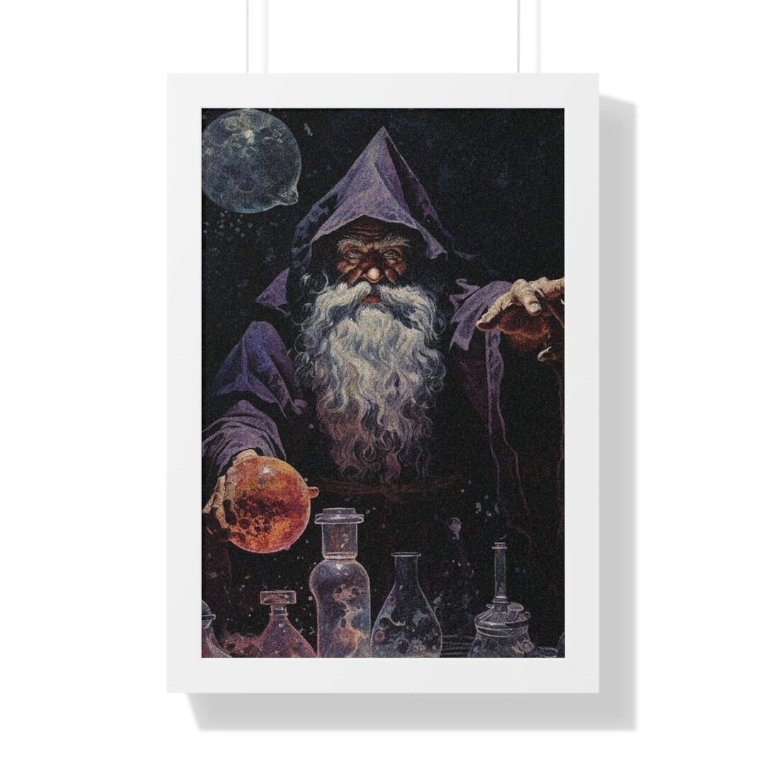 Vertical Wizard Poster, Magical Crystal Ball Wall Art, Sorcerer Decor ...