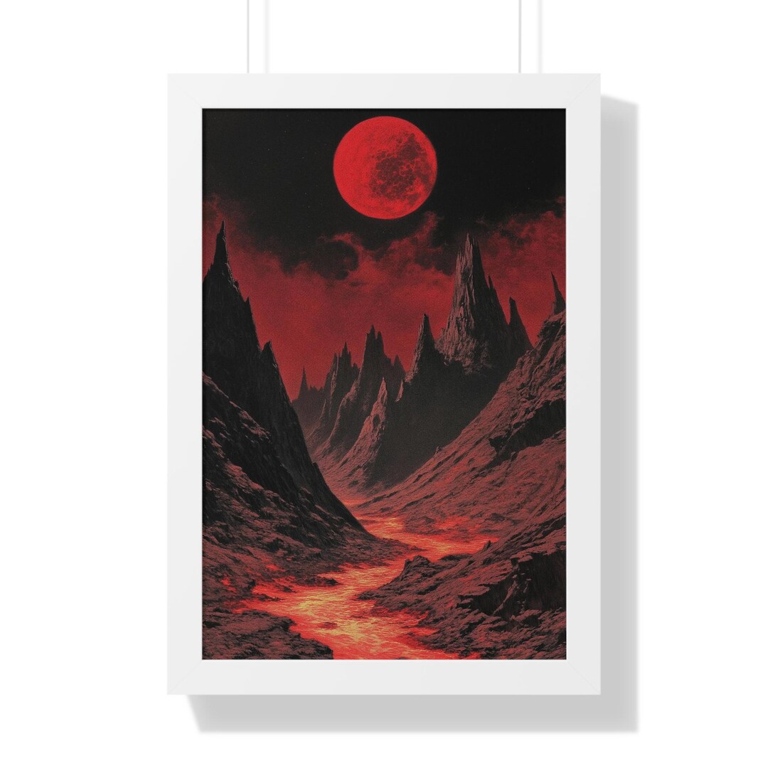 Red Moon Vertical Poster - Celestial Lunar Eclipse Art, Framed Print - Etsy