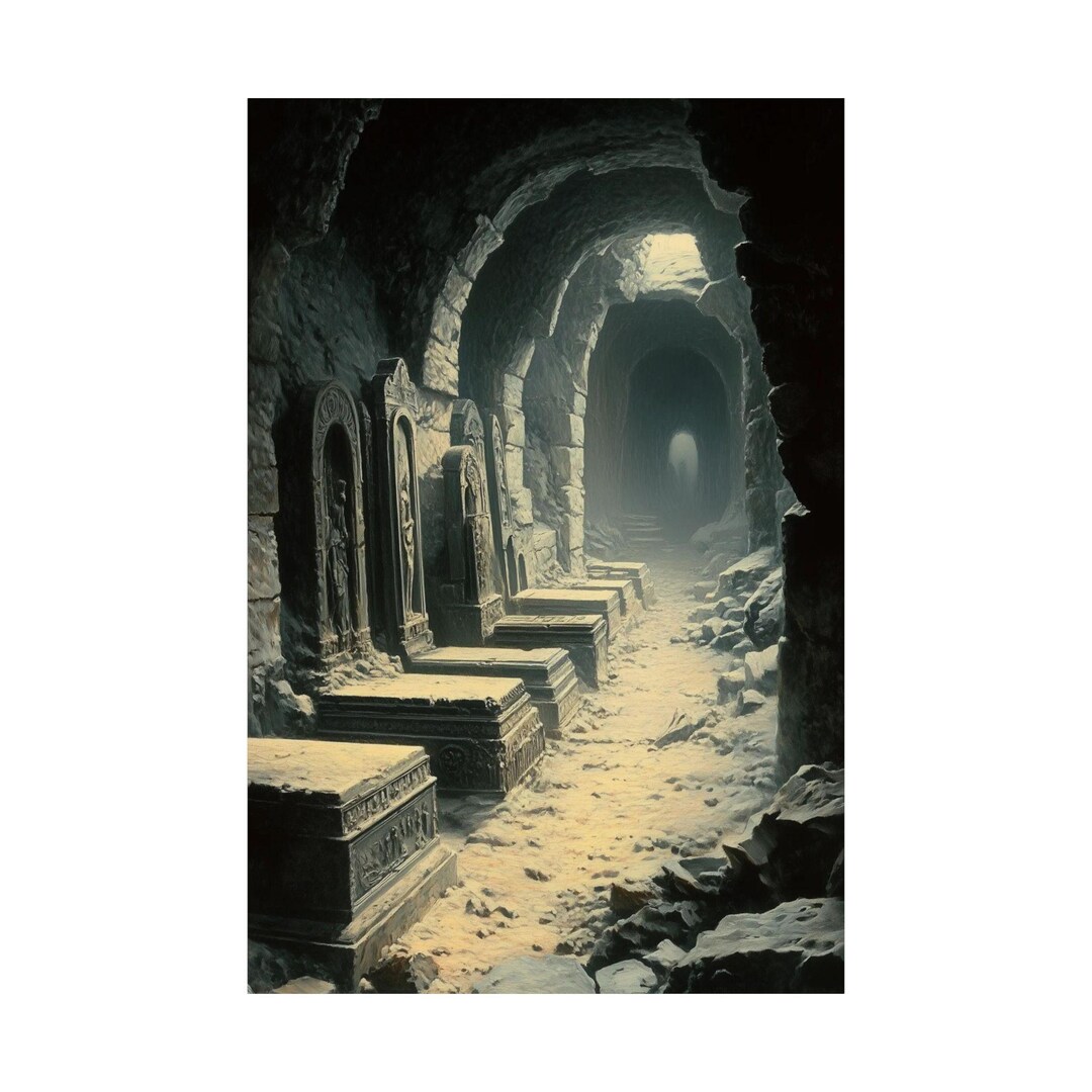Gothic Tunnel Graves Poster, Spooky Halloween Decor - Etsy