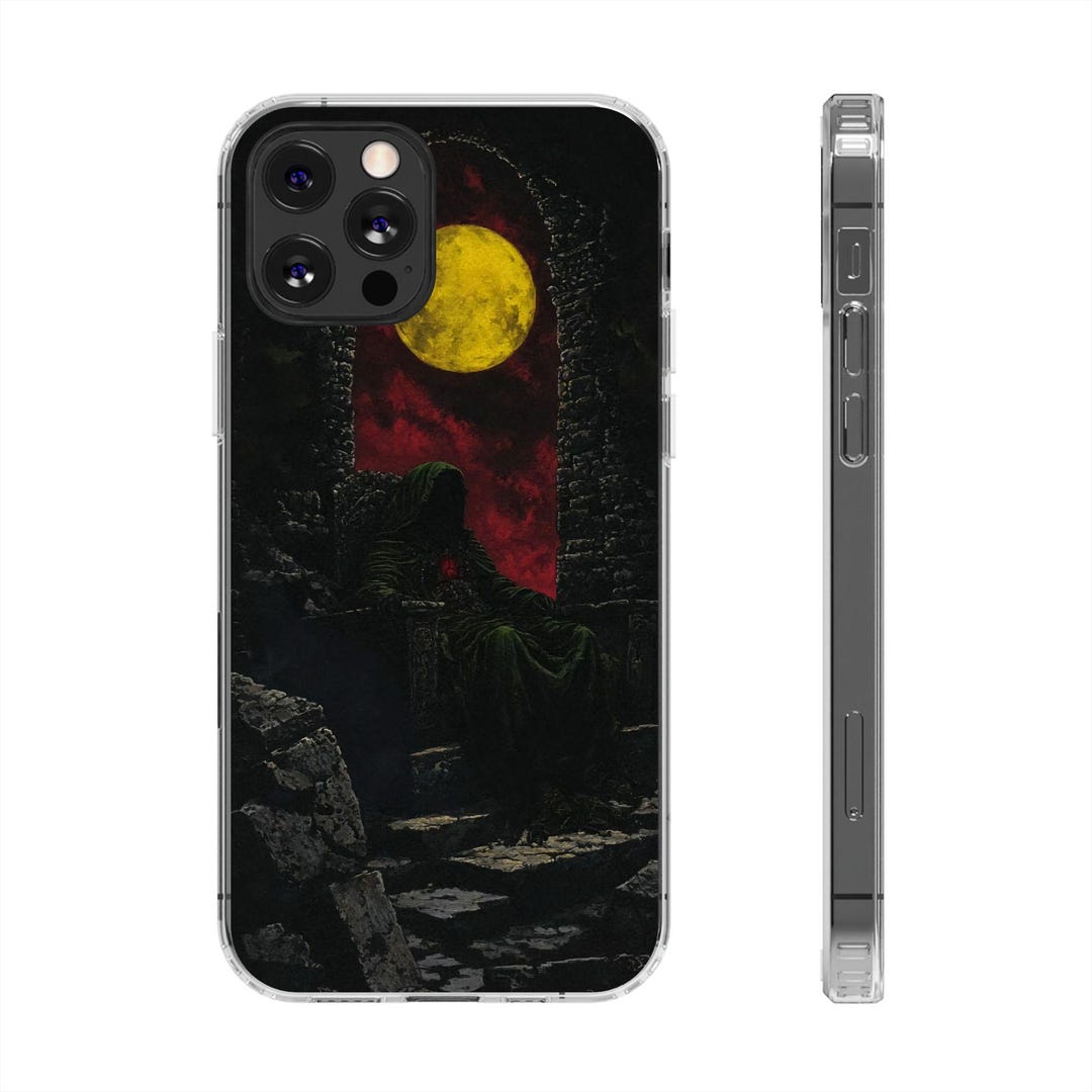 Phone Cases, Dark Figure With Moon Design, Gothic iPhone Cover, Spooky ...