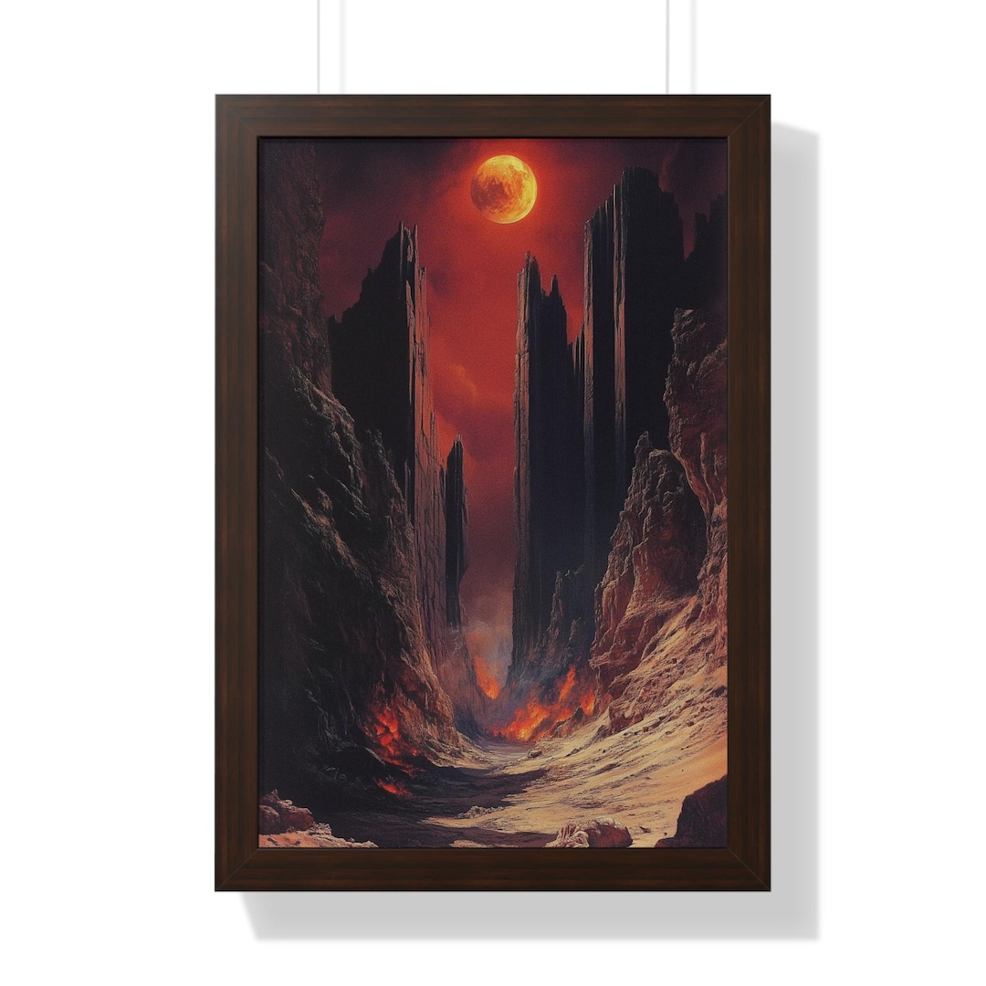 Vertical Poster, Red Moon, Framed Wall Art, Lunar Eclipse Home Decor, Celestial Print, Space ...