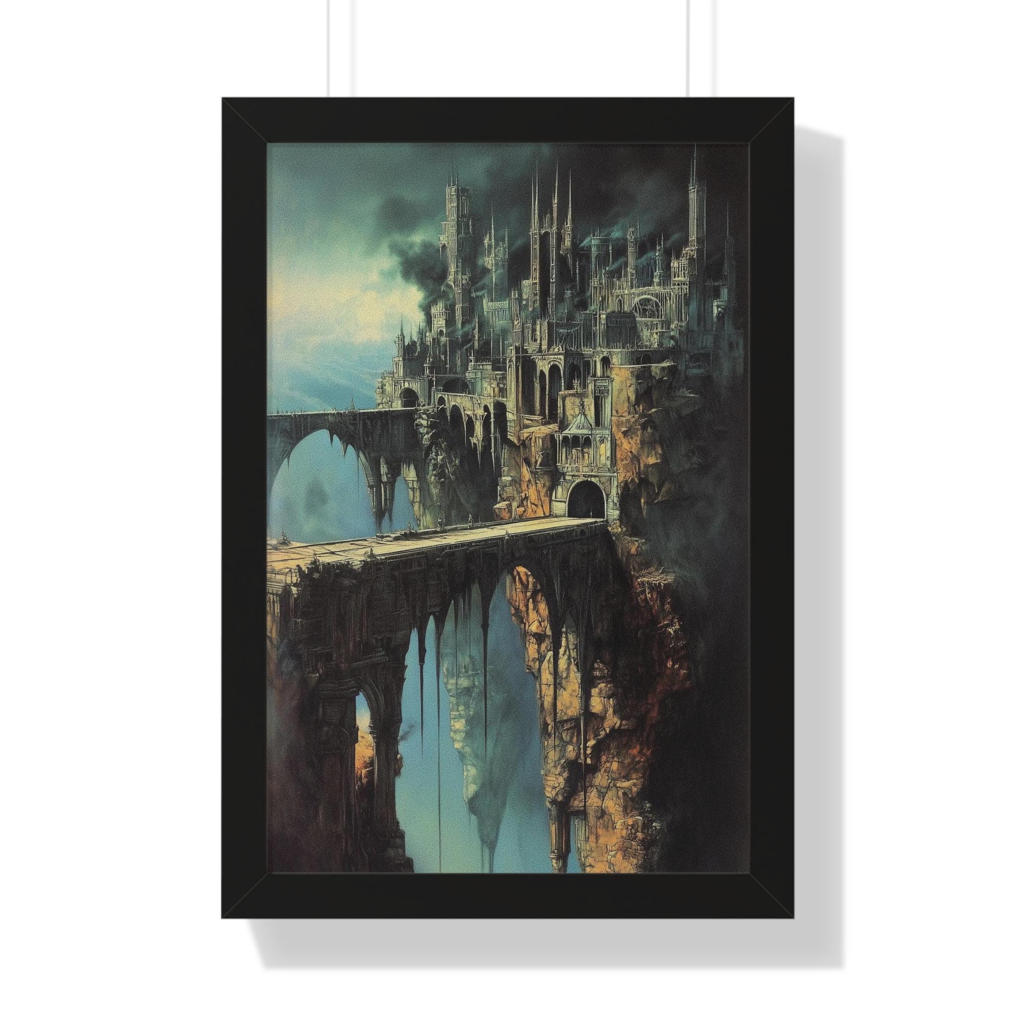 Vertical Poster: Mythical Sky Base, Fantasy Art Print, Wall Decor, Home ...