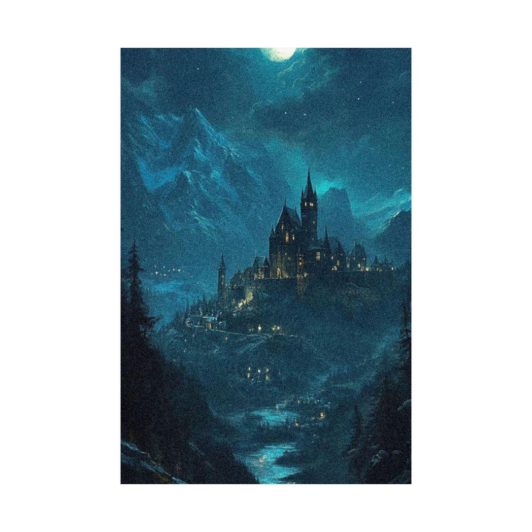Vertical Posters, Moonlit Castle Print, Matte Wall Decor, Artwork for ...