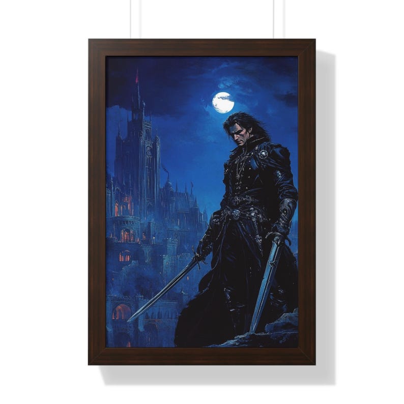 Vertical Poster, Knight With Two Swords Design, Medieval Armor Wall Art ...