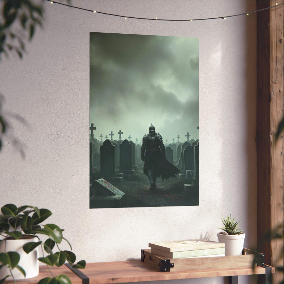 Gothic Knight Cemetery Art Print: Dark Fantasy Matte Poster - Etsy