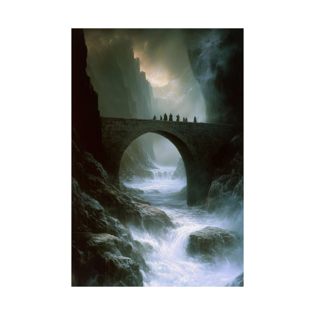 Vertical Poster, Bridge With Flowing Water Matte Wall Art Print, Home ...