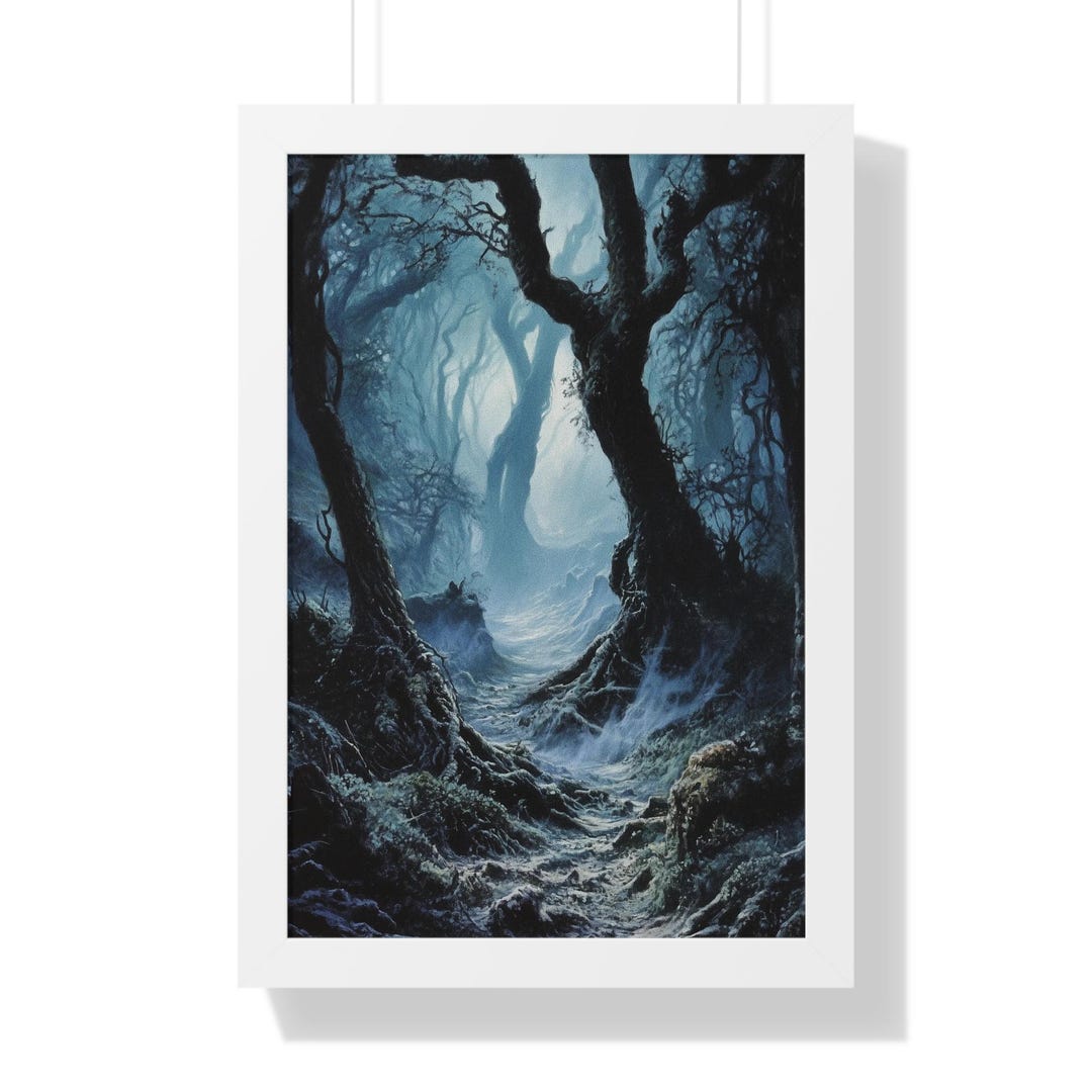 Dark Forest Vertical Poster, Mysterious Nature Photography, Cabin Wall ...