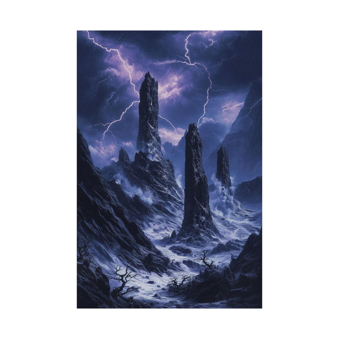 Stormy Landscape Vertical Poster, Lightning Wall Art, Moody Home Decor ...