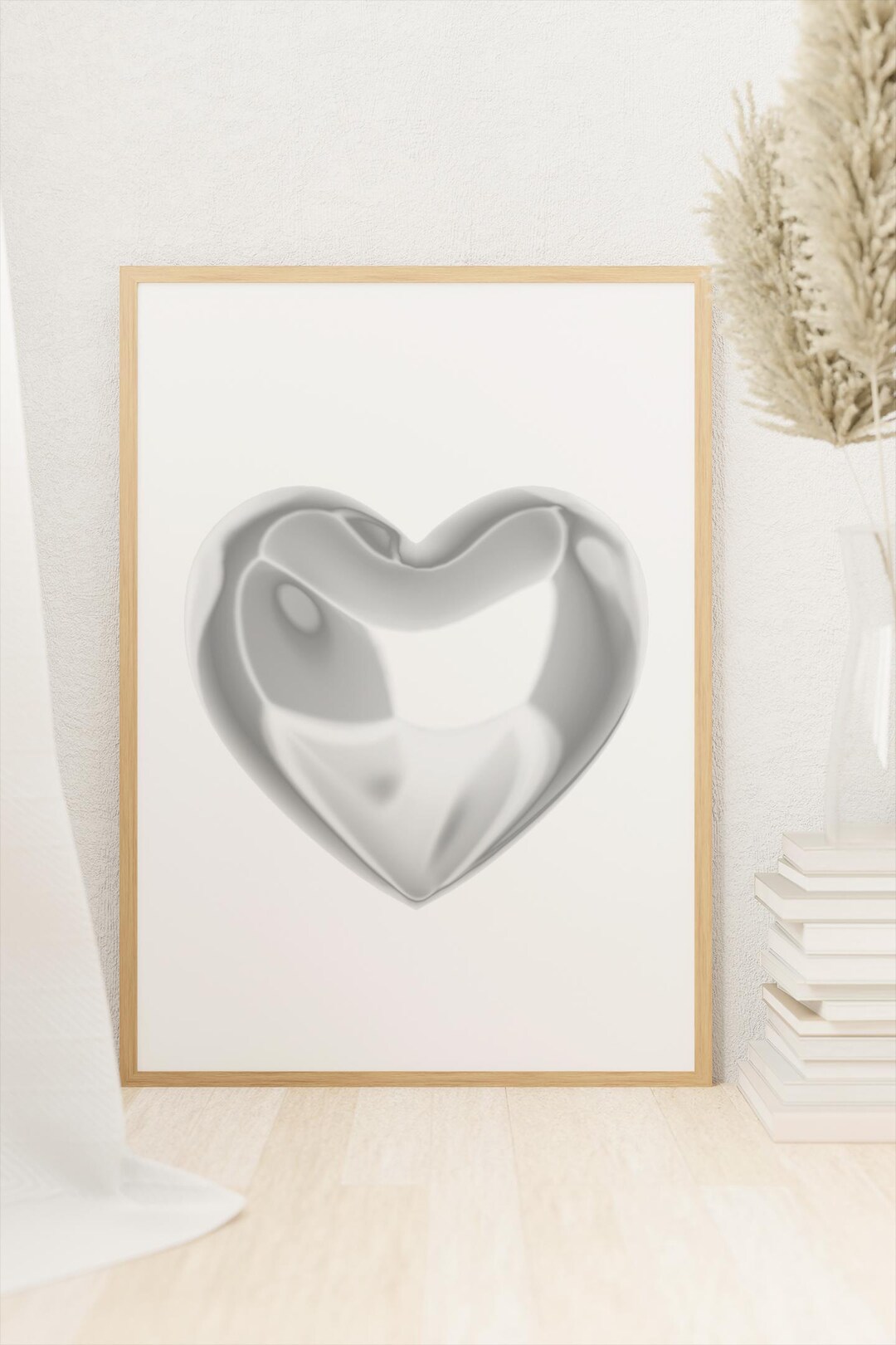 Chrome Heart Metallic Wall Art, Modern Home Decor, Digital Prints ...