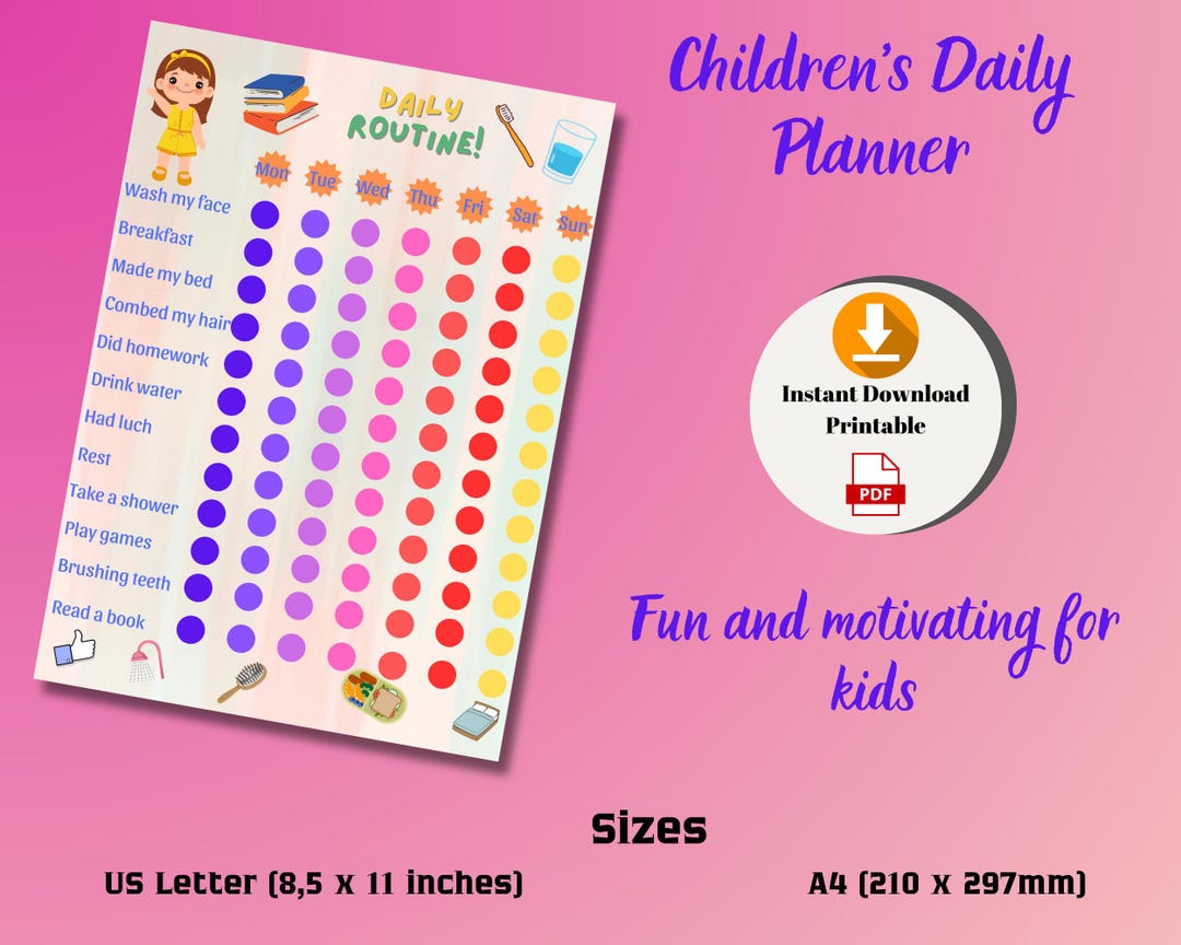 Rainbow Daily Kids' Activity Tracker and Planner - Printable and ...