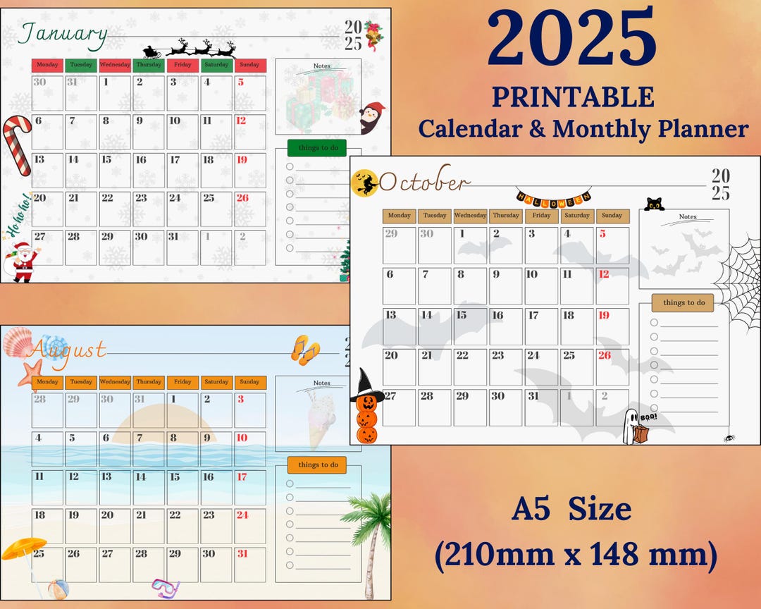 2025 Desk Calendar, A5 Size, Colorful Theme, 2025 Monthly Planner ...